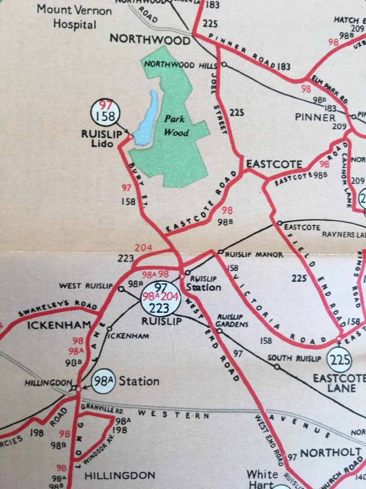 Section Of Old Bus Route Map
