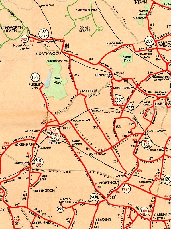 Old Ruislip And Eastcote Bus Map