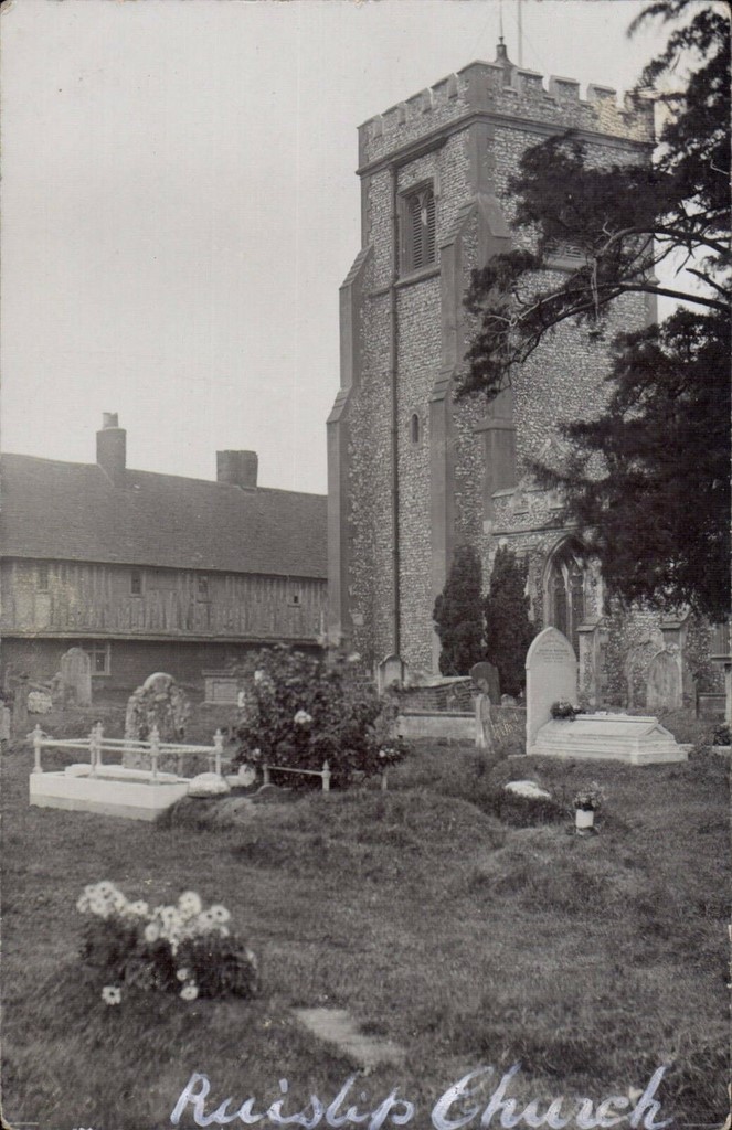 St Martin's Church Ruislip Black And White Postcard 9