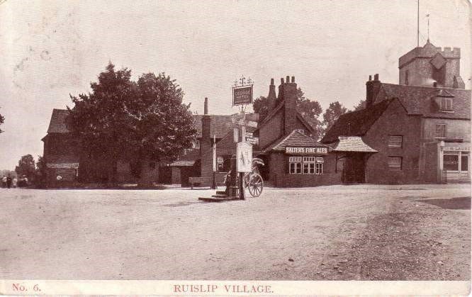 Ruislip Village Black And White Postcard 82